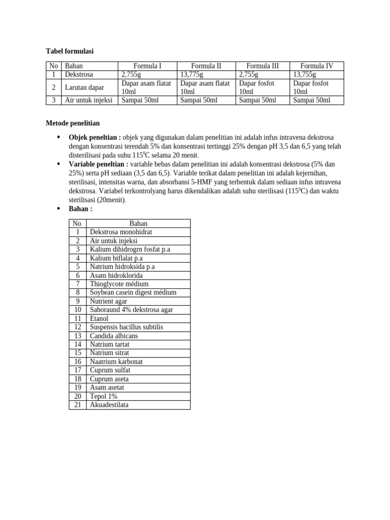 Tabel Formulasi | PDF