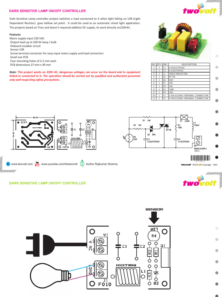 DARK-SENSTIVE-LAMP-ON-OFF-CONTROLLER | PDF