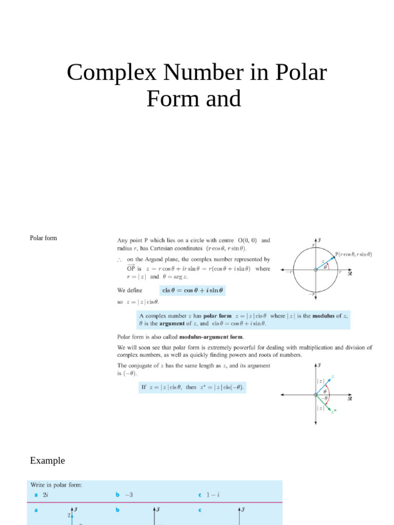 Complex Number in Polar Form | PDF