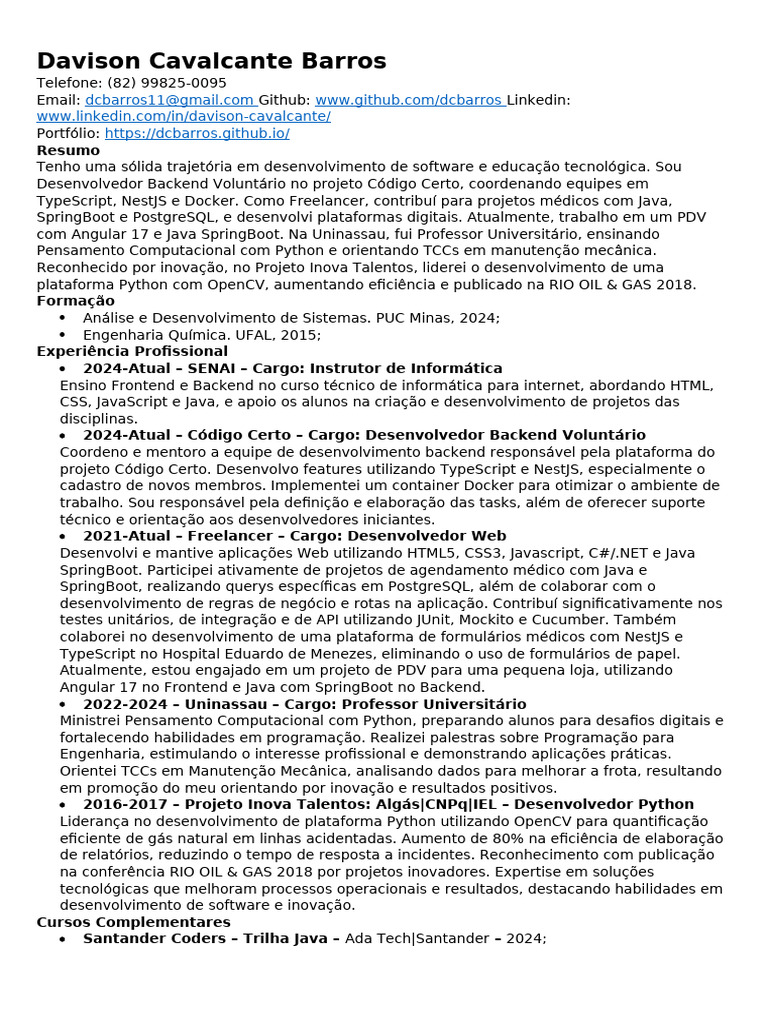 Davison CV Dev | PDF