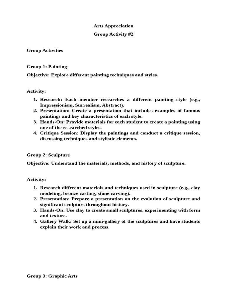 Arts Appreciation Group Activity #2 | PDF