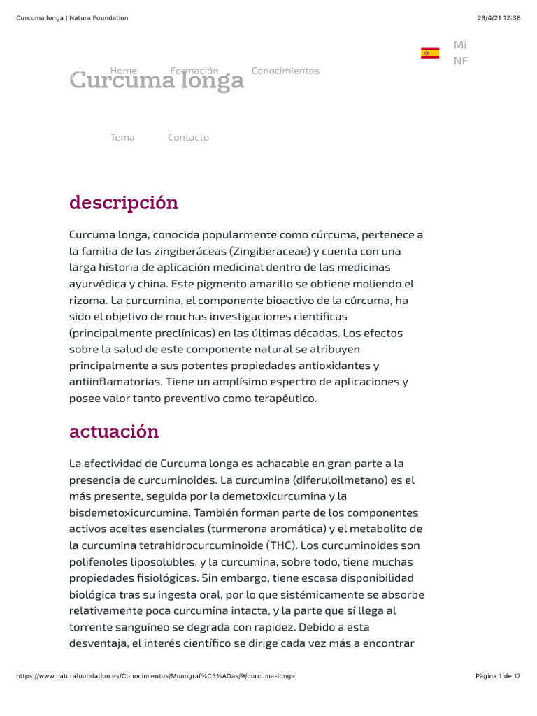 Curcuma Longa Natura Foundation | PDF
