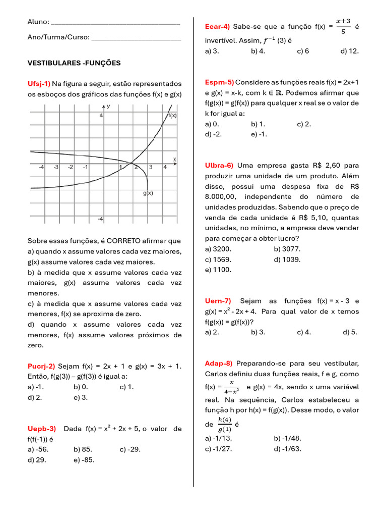 Funções Reais e Composição de Funções | PDF | Função (Matemática ...
