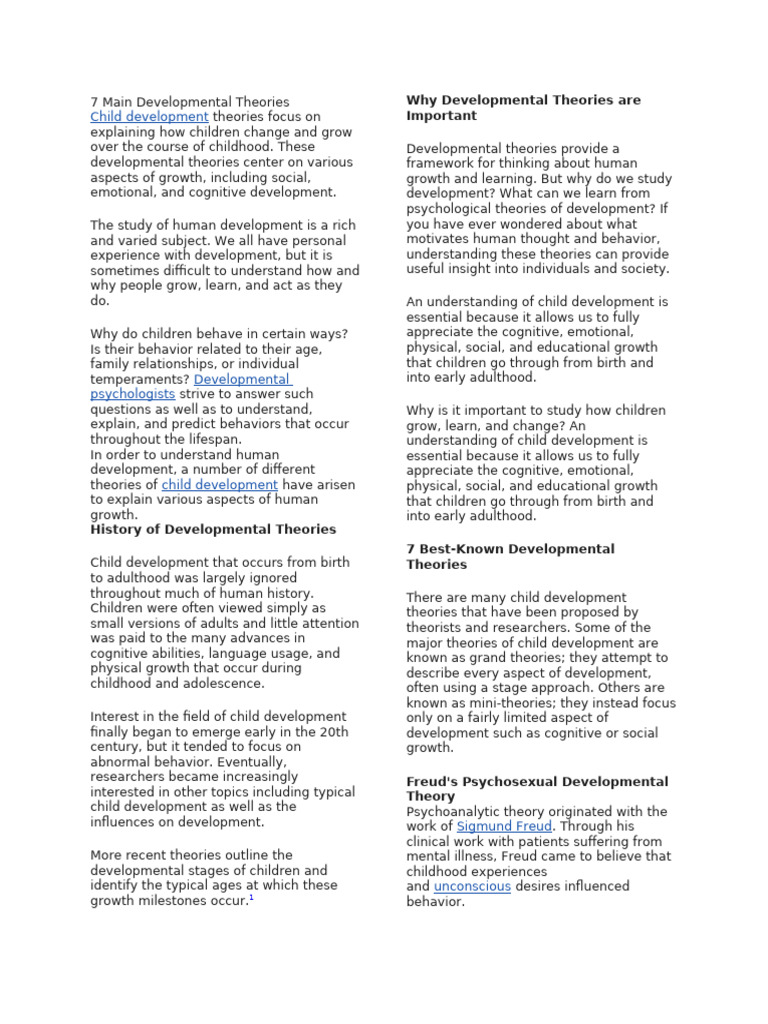 7 Main Developmental Theories | PDF