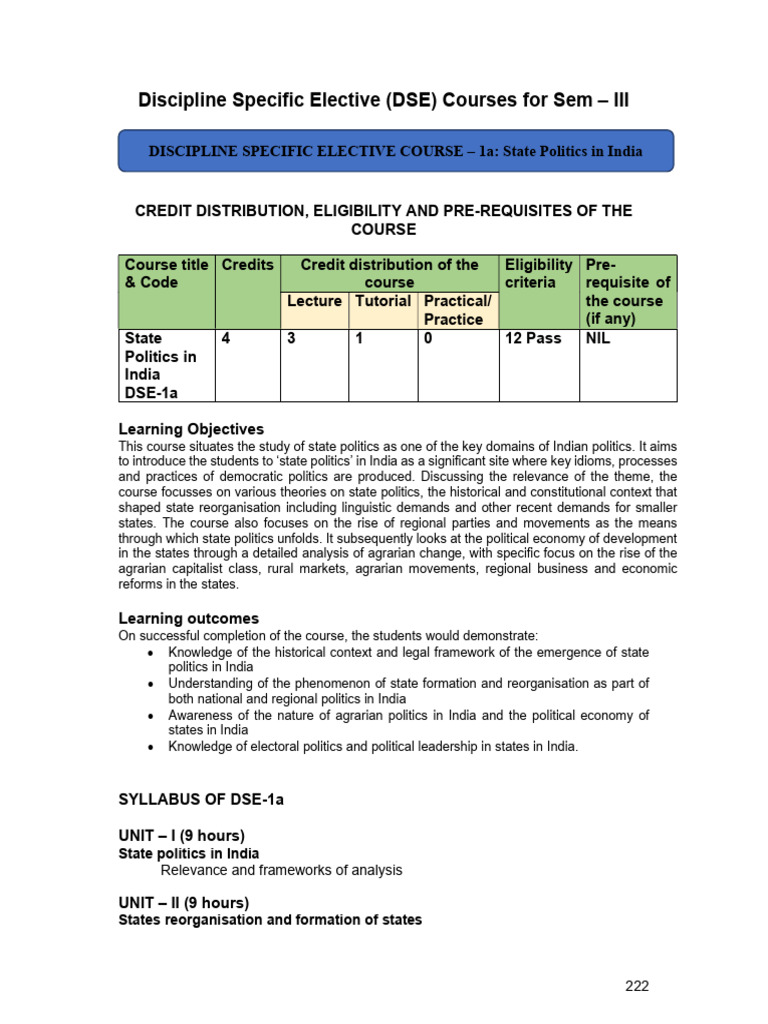Political Science DSE Sem-3 | PDF
