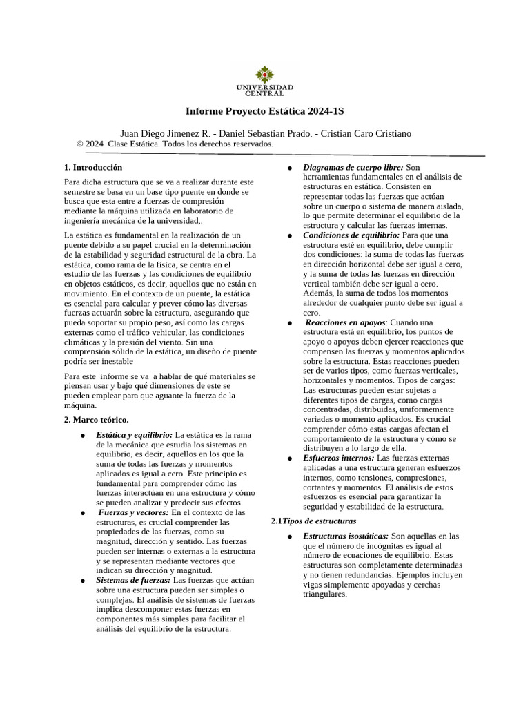 Informe Proyecto Estática | PDF