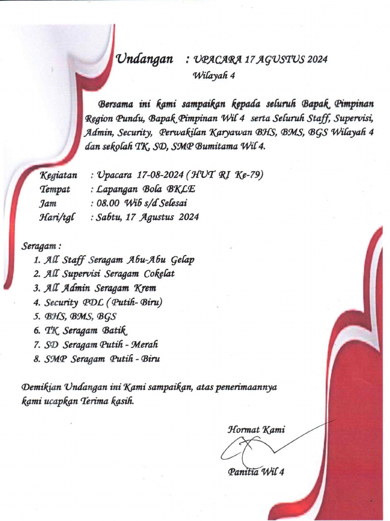 Undangan Upacara Bendera | PDF