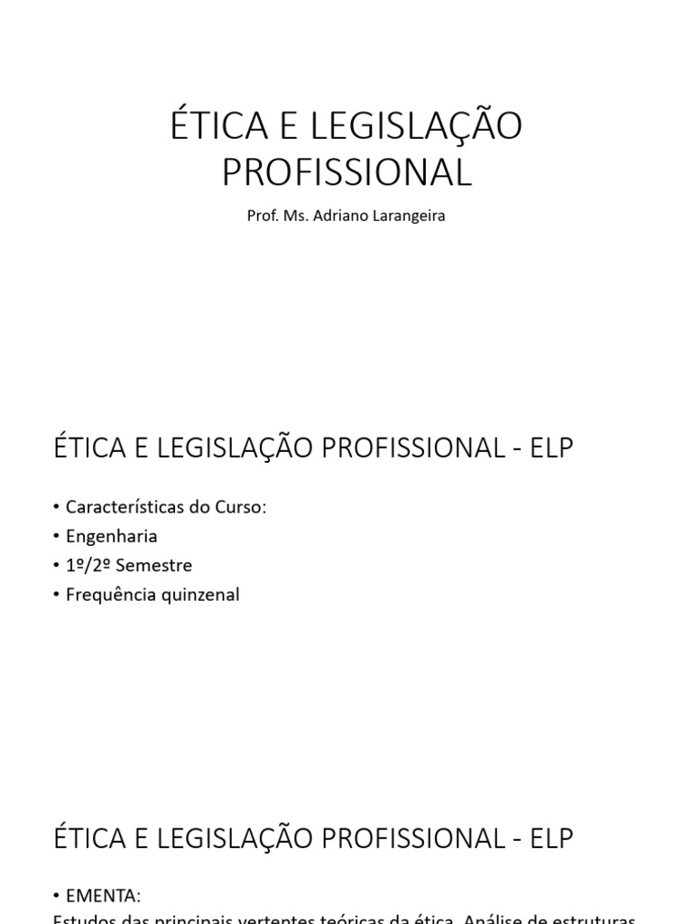 ELP - Aula 1 - Plano de Ensino | PDF