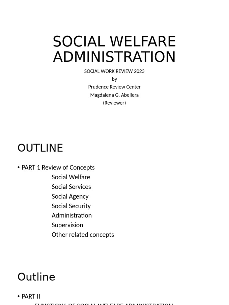 SOCIAL WELFARE ADMINISTRATION 2023 Revised (Autosaved) | PDF ...