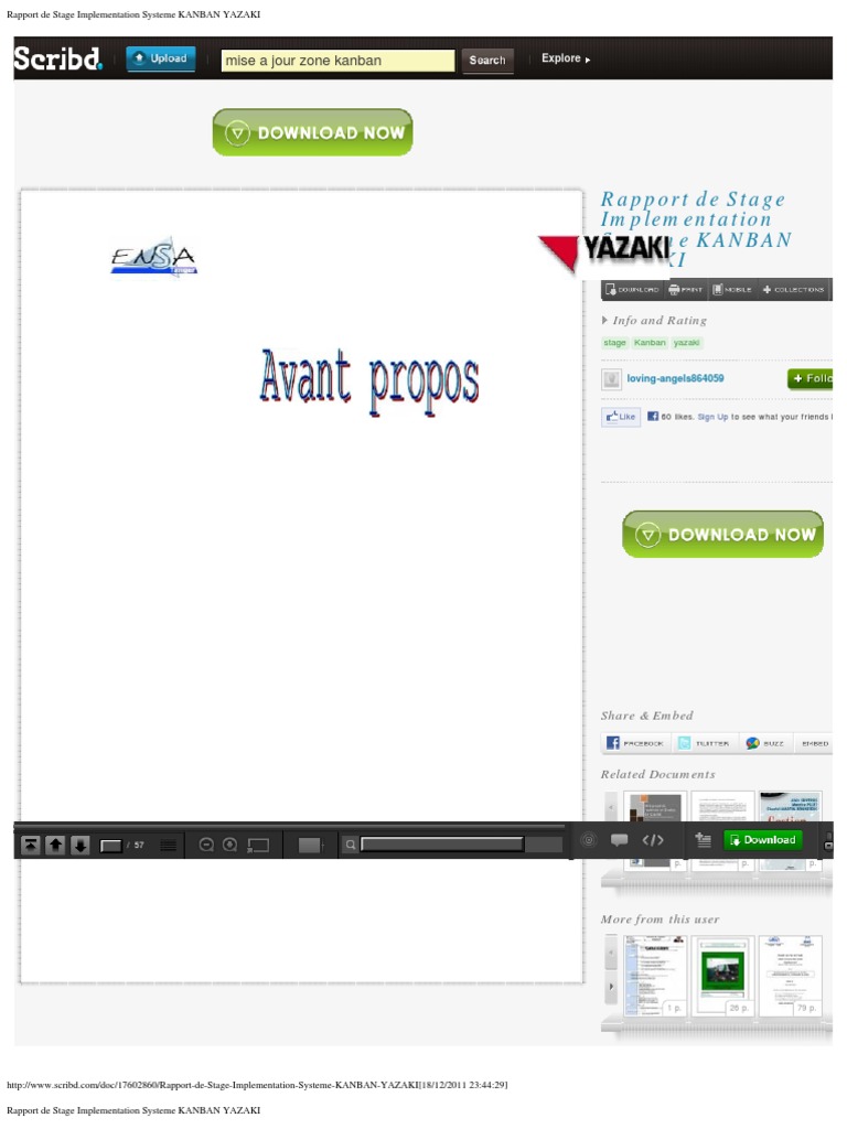Rapport de Stage Implementation Systeme KANBAN YAZAKI | PDF