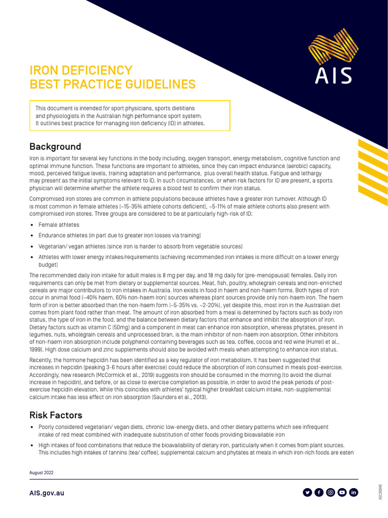 Iron Deficiency - Ais | PDF