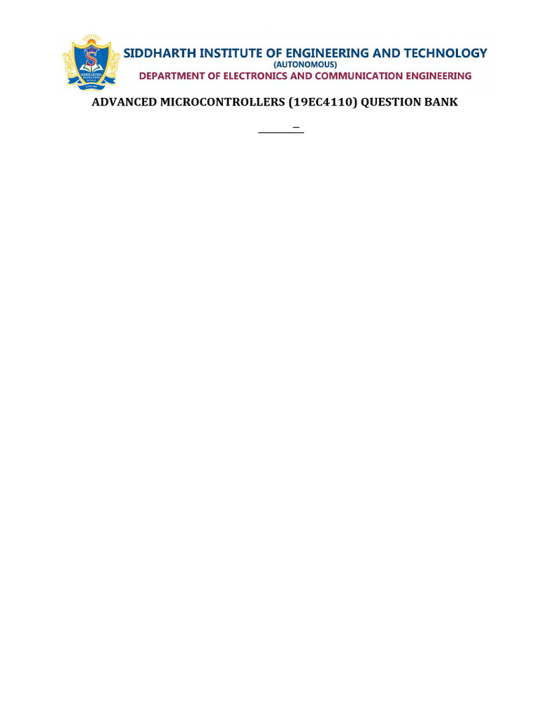 19ec4110 Advanced Microcontrollers | PDF