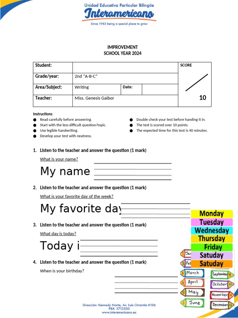 Writing - Quiz | PDF