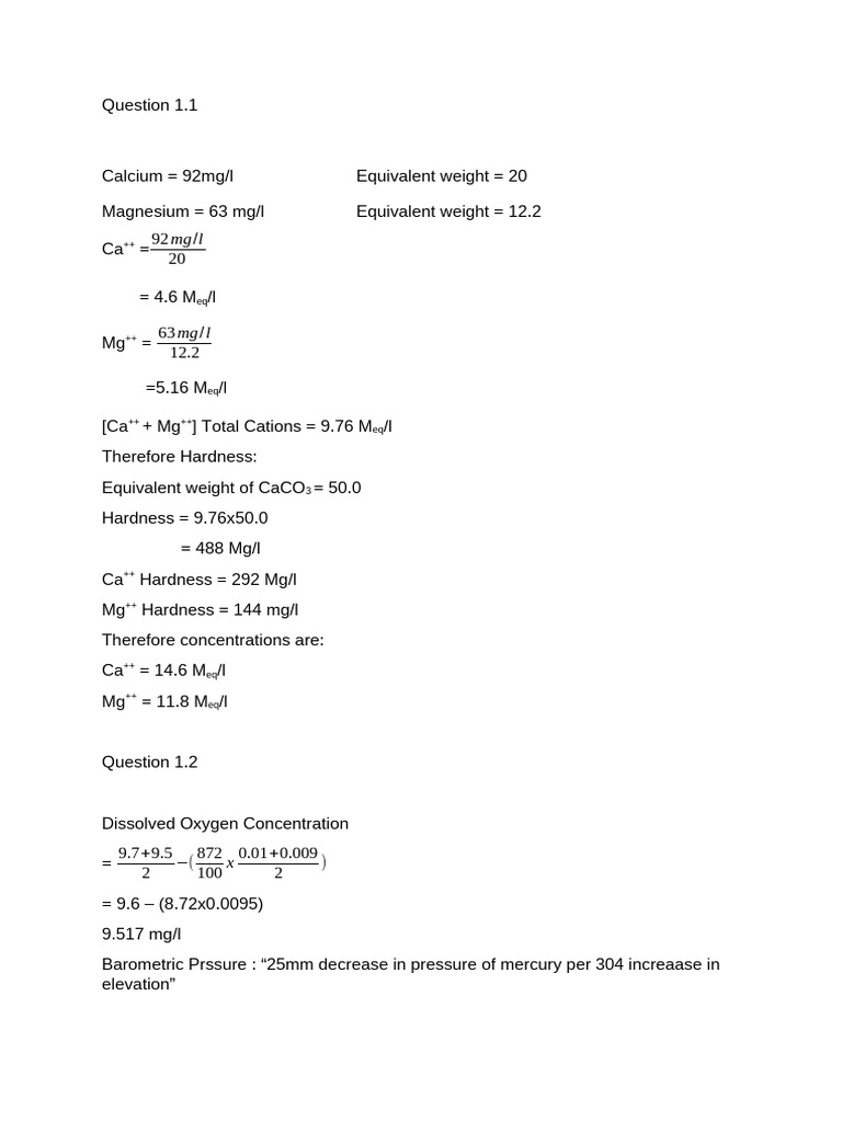 Waste Water Solved Problems (Assignment) | PDF