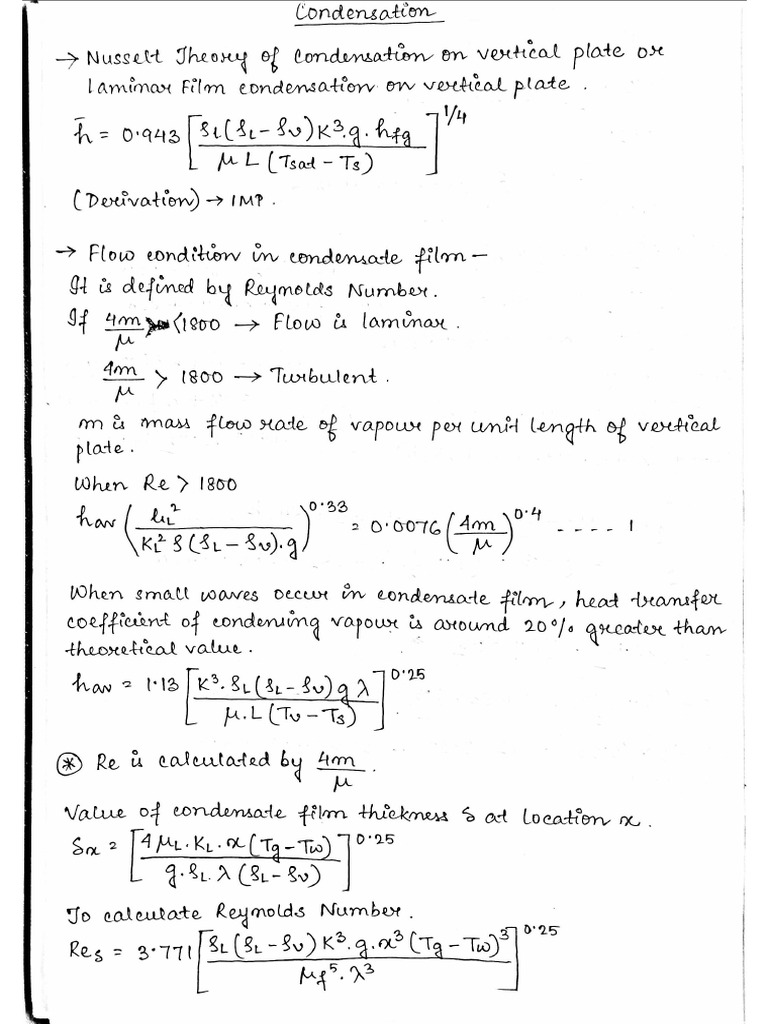 Filmwise and Dropwise Condensation Notes | PDF