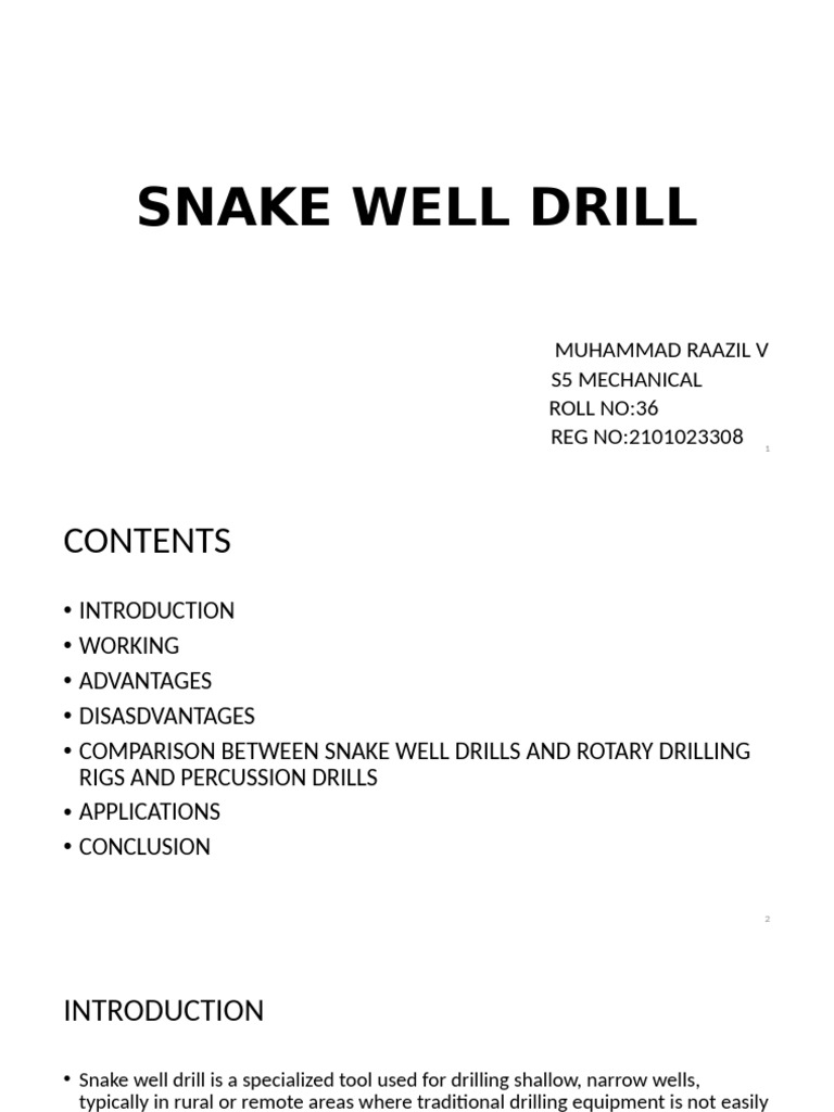 SNAKE WELL DRILL Raazil V | PDF