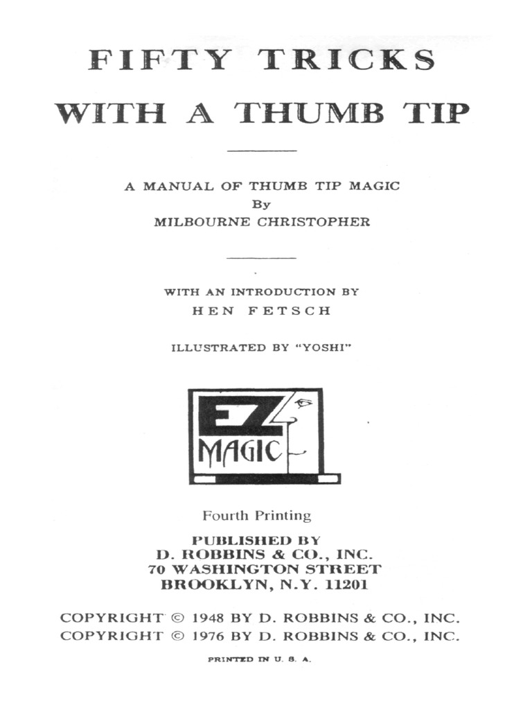 Milbourne Christopher - Fifty Tricks With A Thumb Tip | PDF