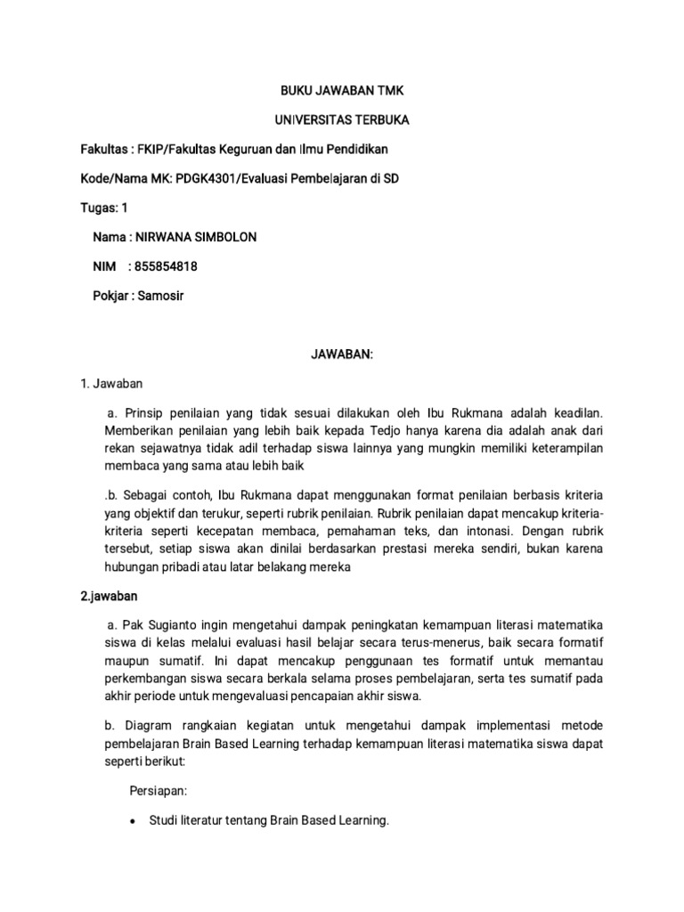 TMK 1 Evaluasi | PDF