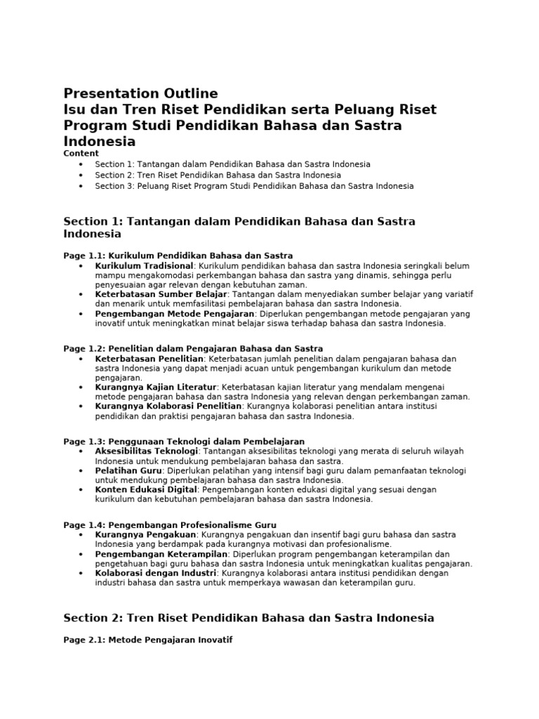 Presentation Outline Tren Riset PBSI | PDF