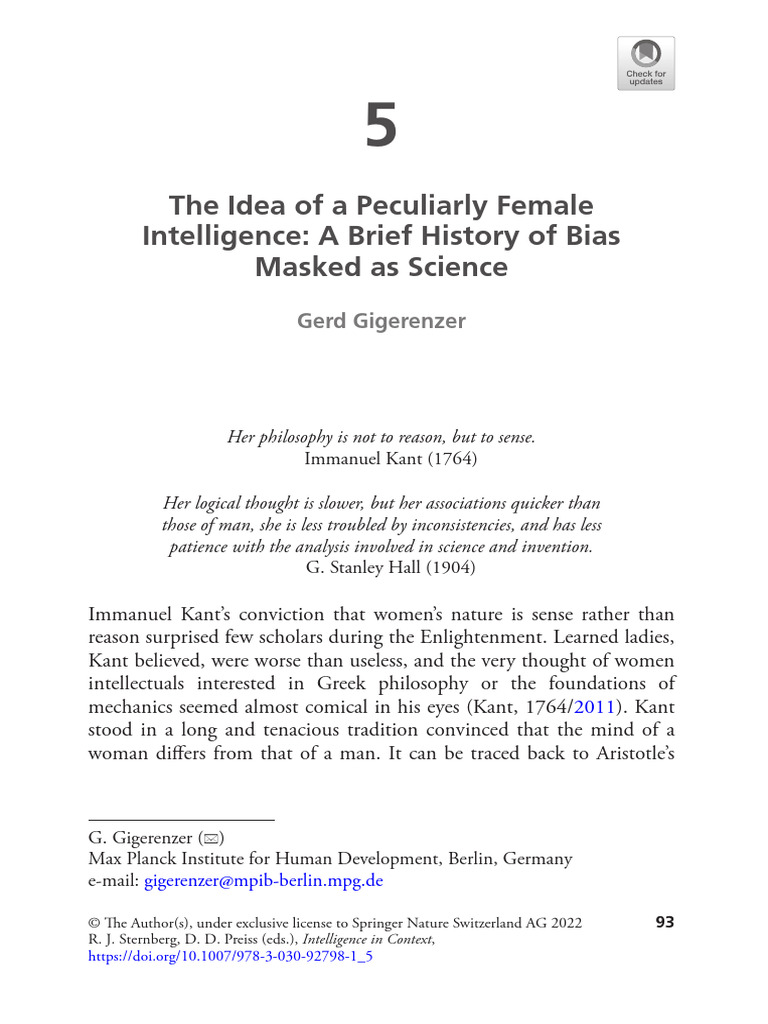 History of Gender Bias in Intelligence | PDF | Intelligence Quotient ...
