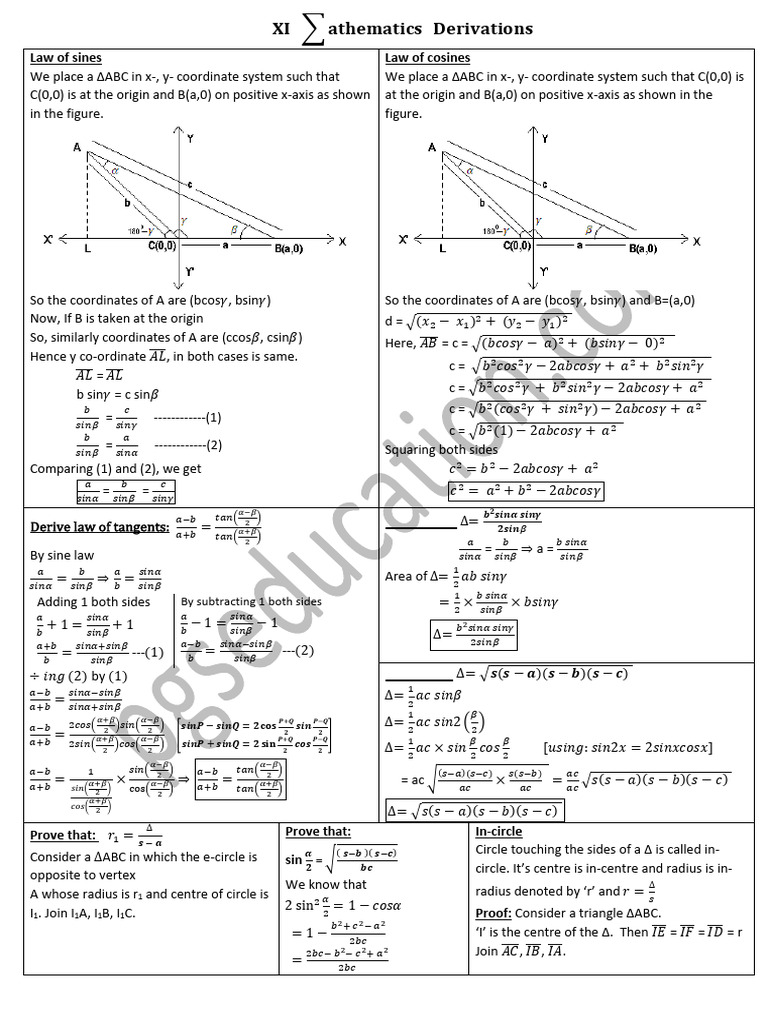 Triangle Trigonometry Laws Explained | PDF | Circle | Euclidean Geometry