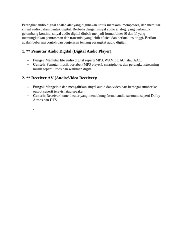 Perangkat Audio Digital Adalah Alat Yang Digunakan Untuk Merekam | PDF