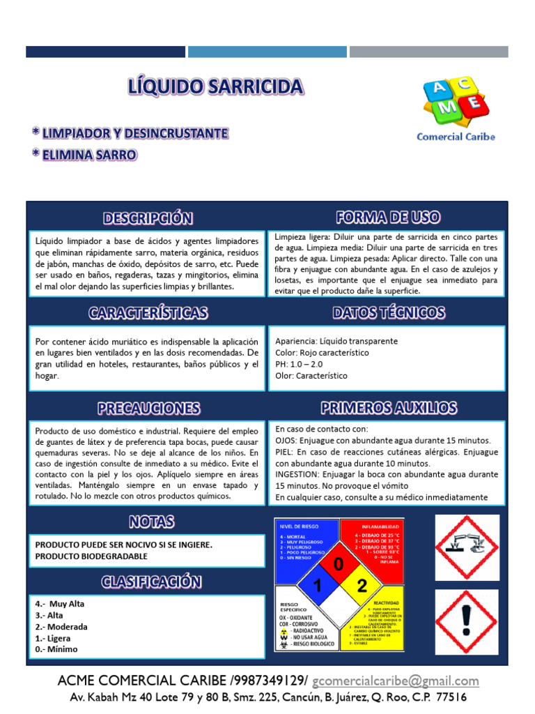 Ficha Tecnica Liquido Sarricida | PDF