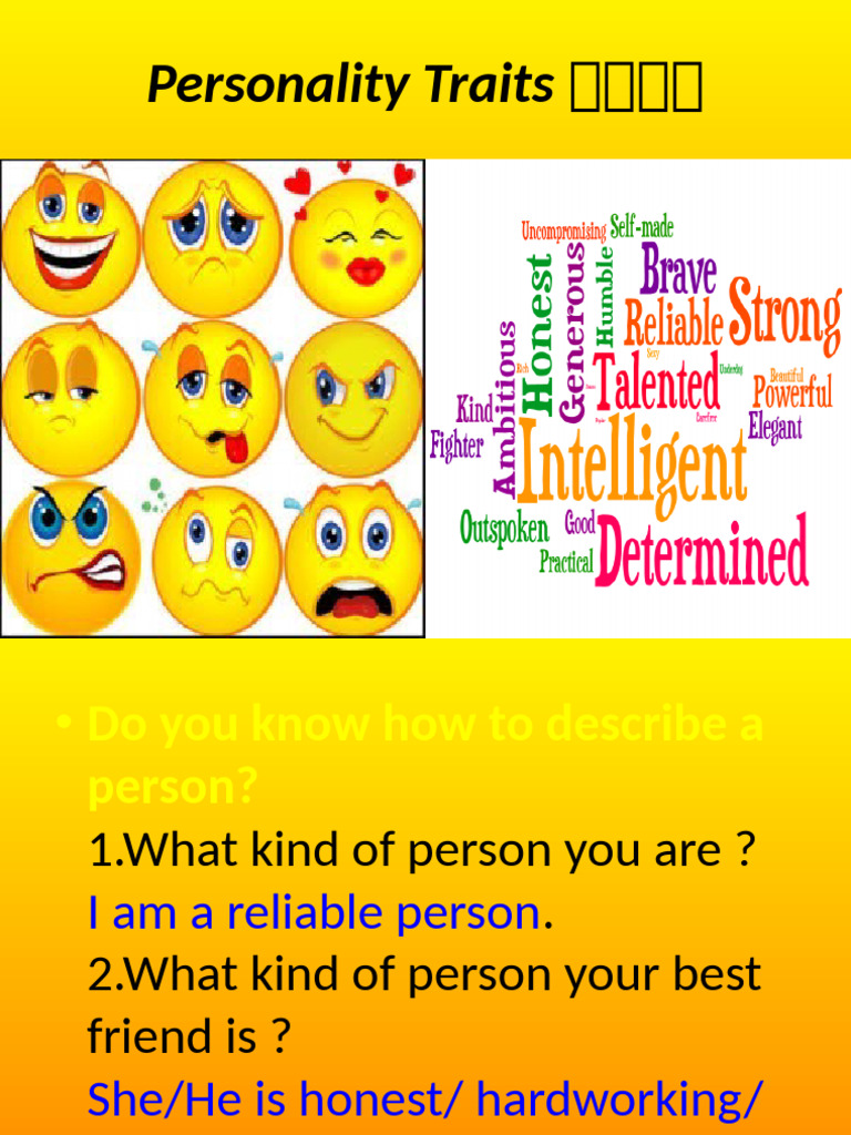 Personality Traits Picture Description Exercises 24398 | PDF