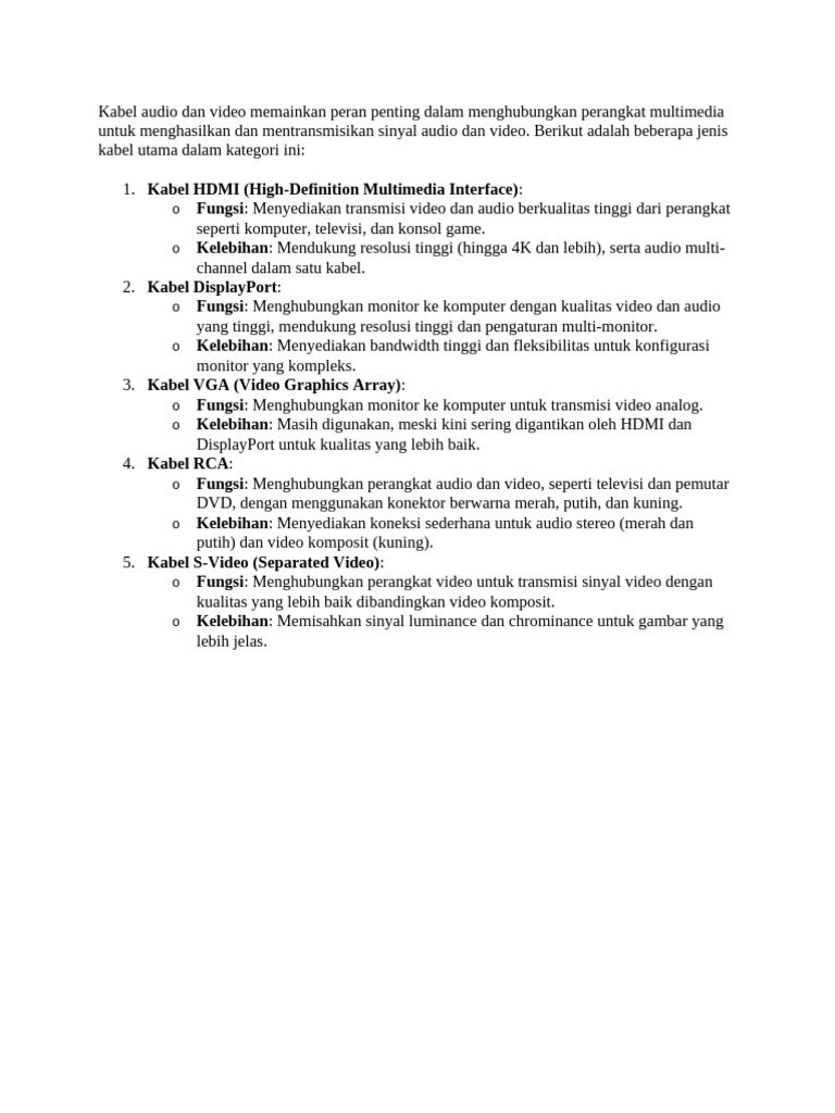 Kabel Audio Dan Video Memainkan Peran Penting Dalam Menghubungkan ...