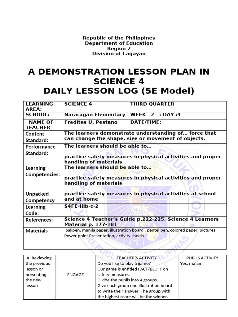 Daily Lesson Log 5e Model Esther | PDF