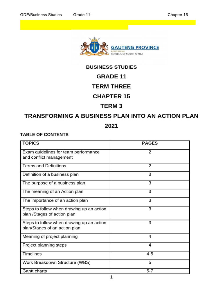 2021 Business Studies Grade 11 Notes Term 3 Chapter 15 | PDF