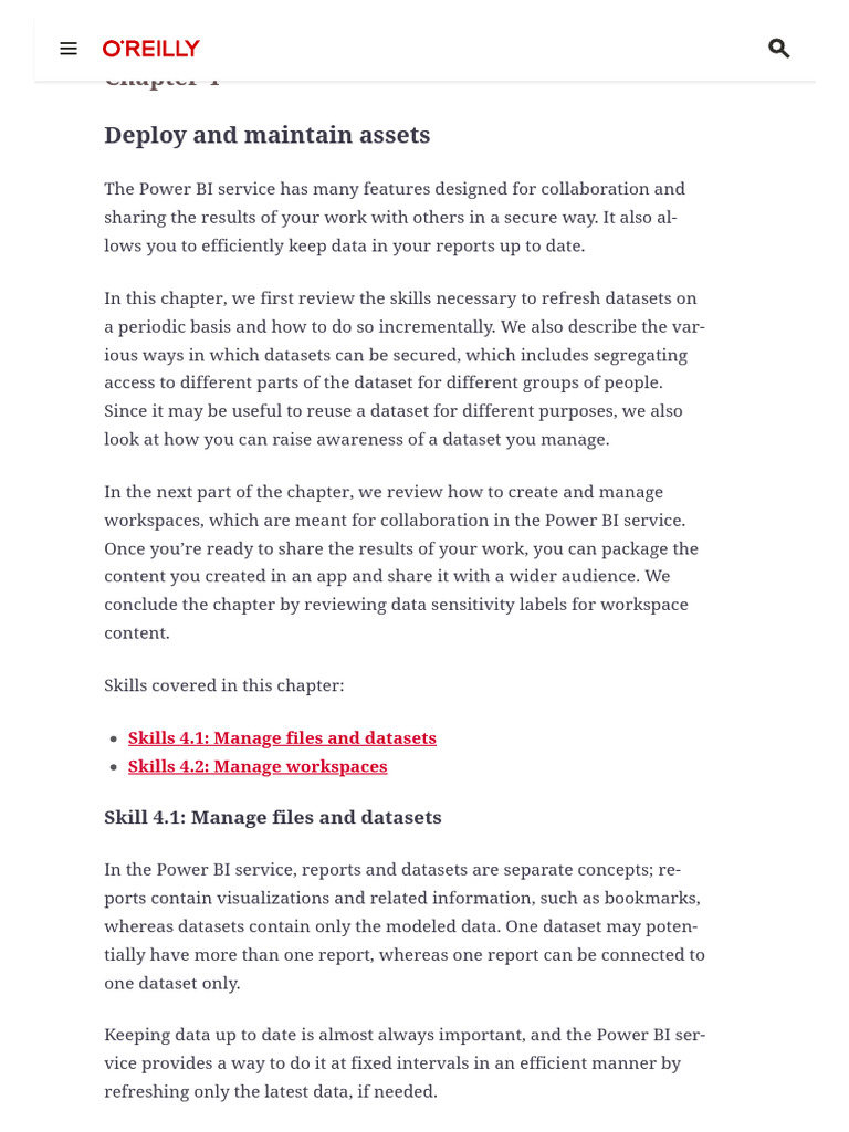 Chapter 4. Deploy and Maintain Assets - Exam Ref PL-300 Microsoft Power BI Data Analyst | PDF