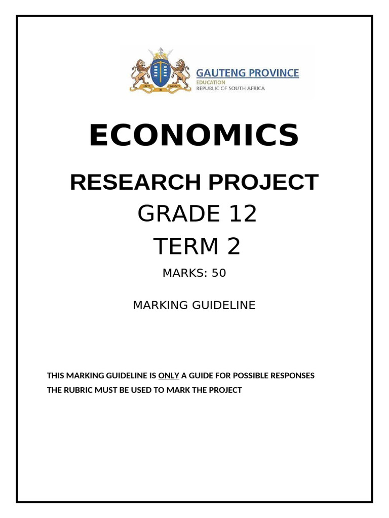 2024 Grade 12 SBA Economics Term 2 Research Project MG | PDF