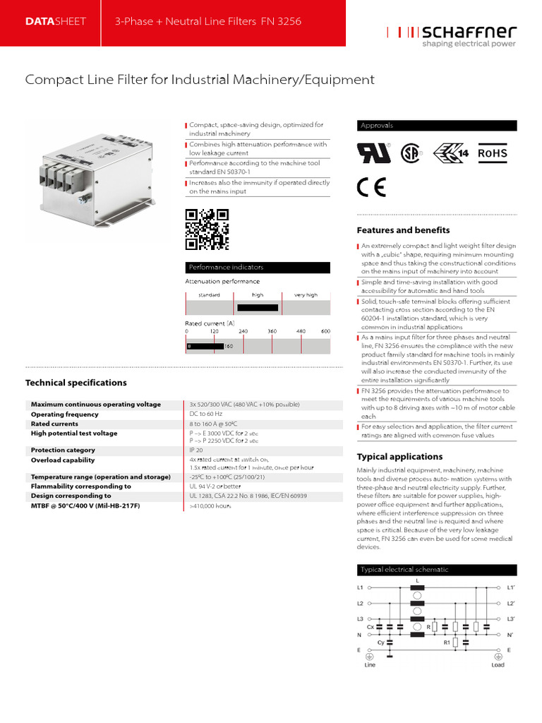 Schaffner Netfilter - FN-3256 - Eng - Tds | PDF