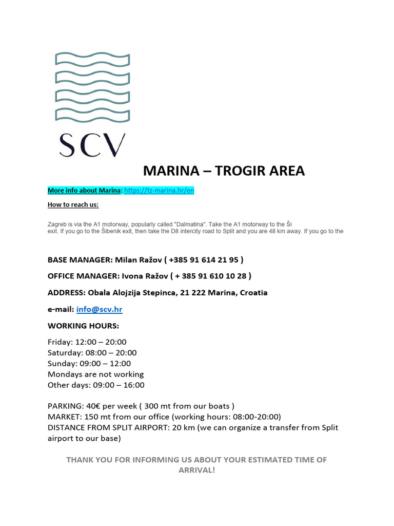 SCV MARINA Base Info | PDF