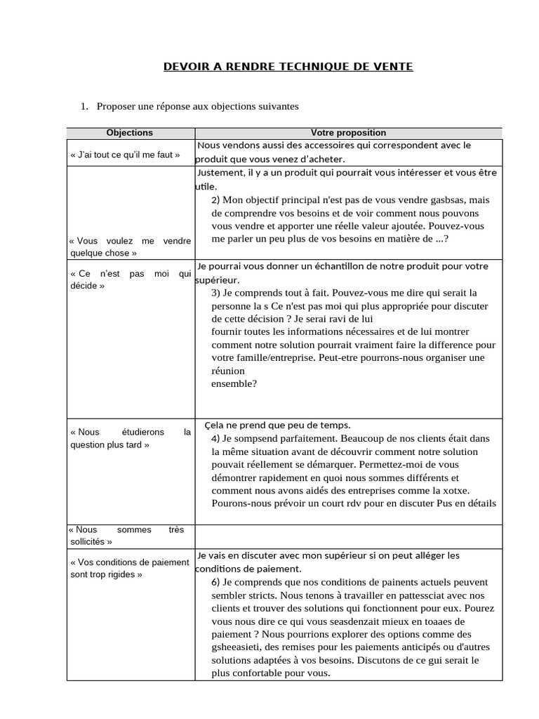 Devoir A Rendre Technique de Vente | PDF