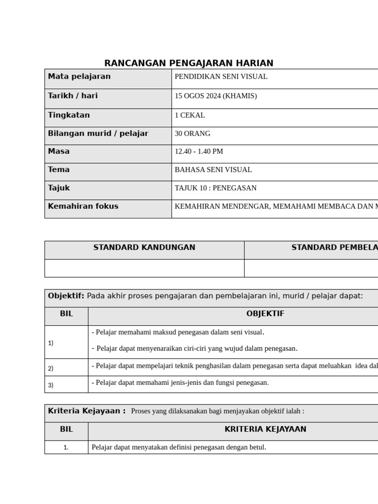 TEMPLAT RPH FPEND Kosong | PDF