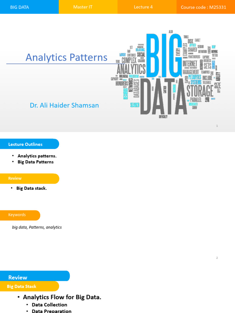 Lecture 4 - Analytics Patterns | PDF