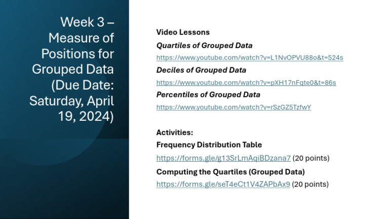 Week-3-Measure-of-Positions-for-Grouped-Data | PDF