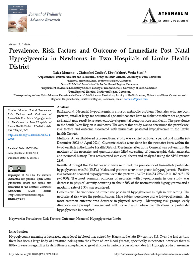 Prevalence Risk Factors and Outcome of Immediate Post Natal ...