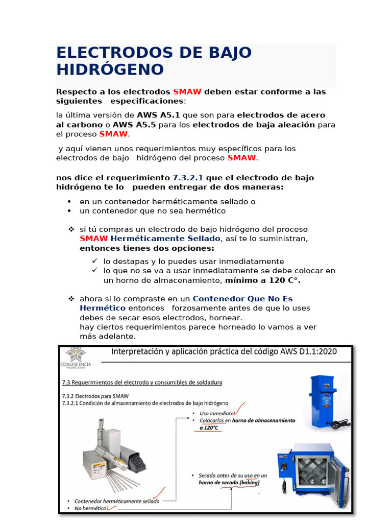 Electrodos de Bajo Hidrógeno | PDF