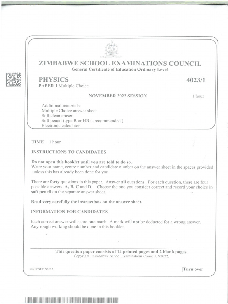 Physics Paper 1 | PDF