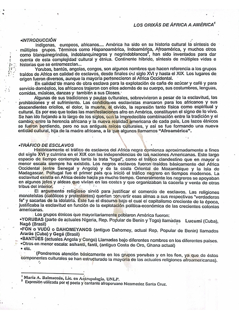 Los Orixas de África a América María Balmaceda | PDF