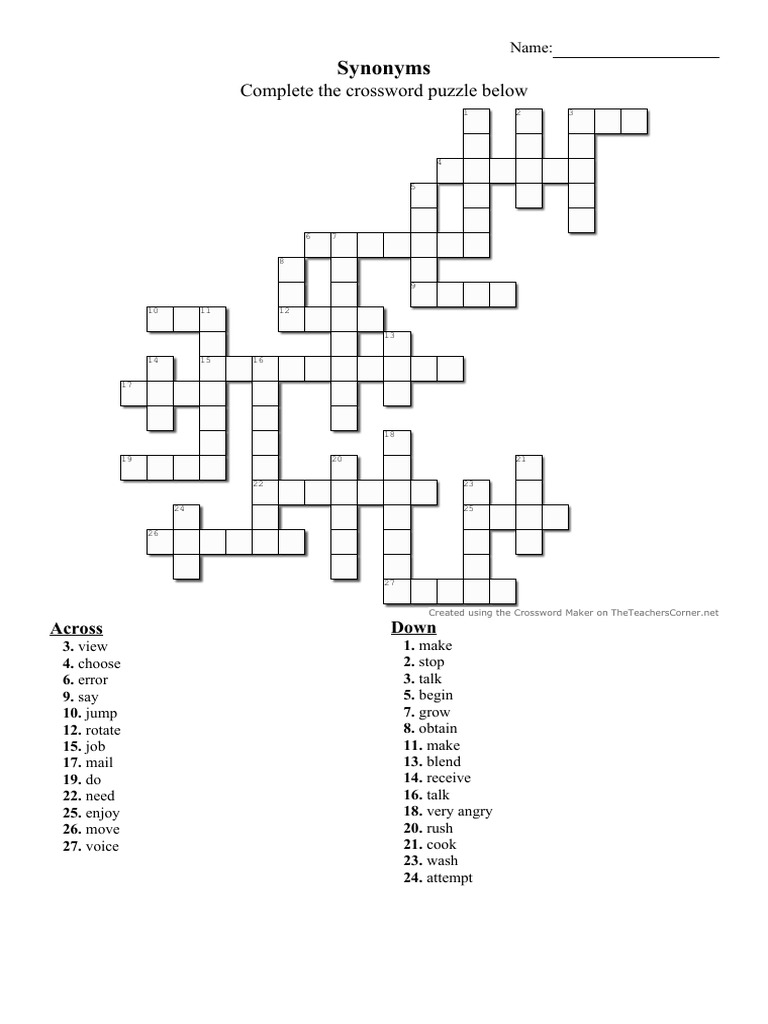 Crossword Synonyms | PDF