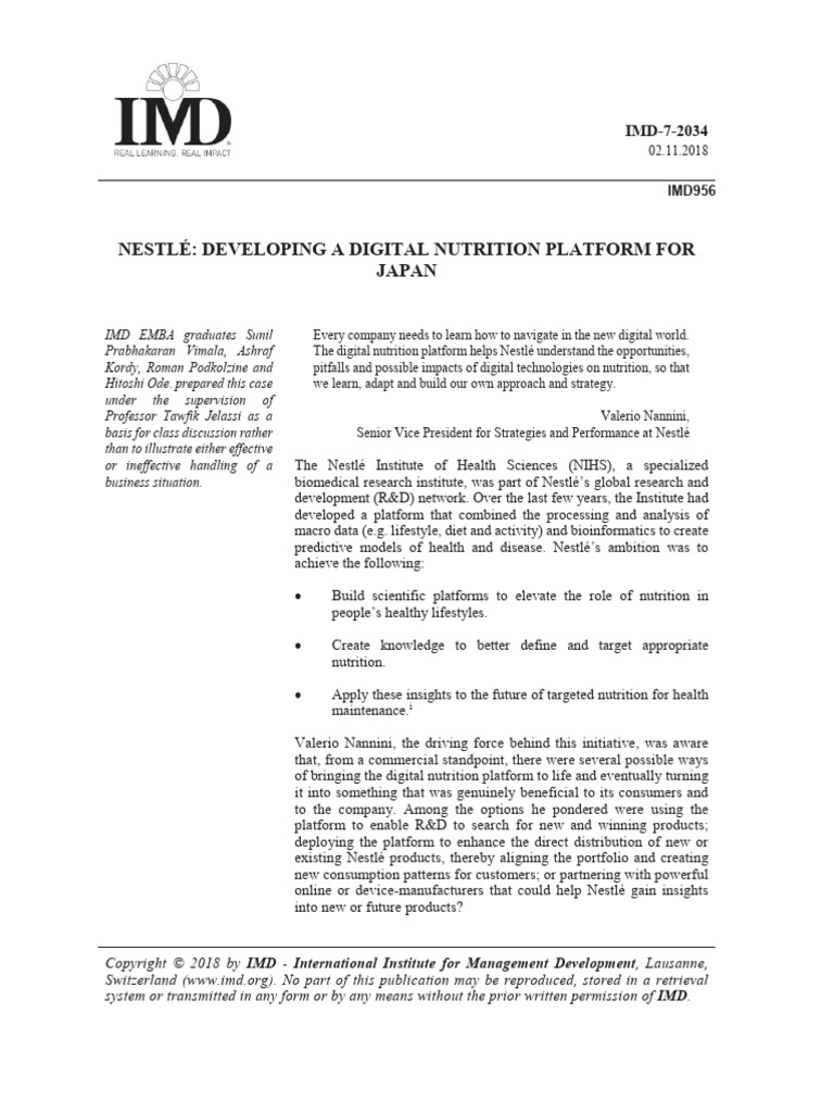 Developing A Digital Nutrition Platform For Japan | PDF