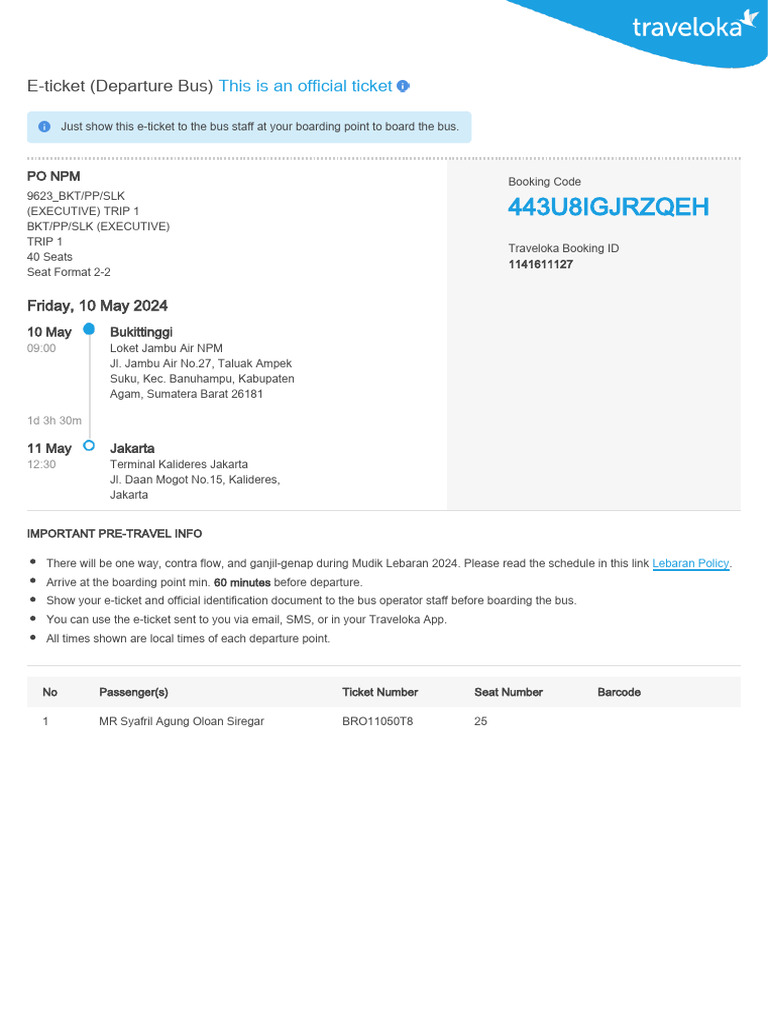 BUS AWAY E-Ticket | PDF