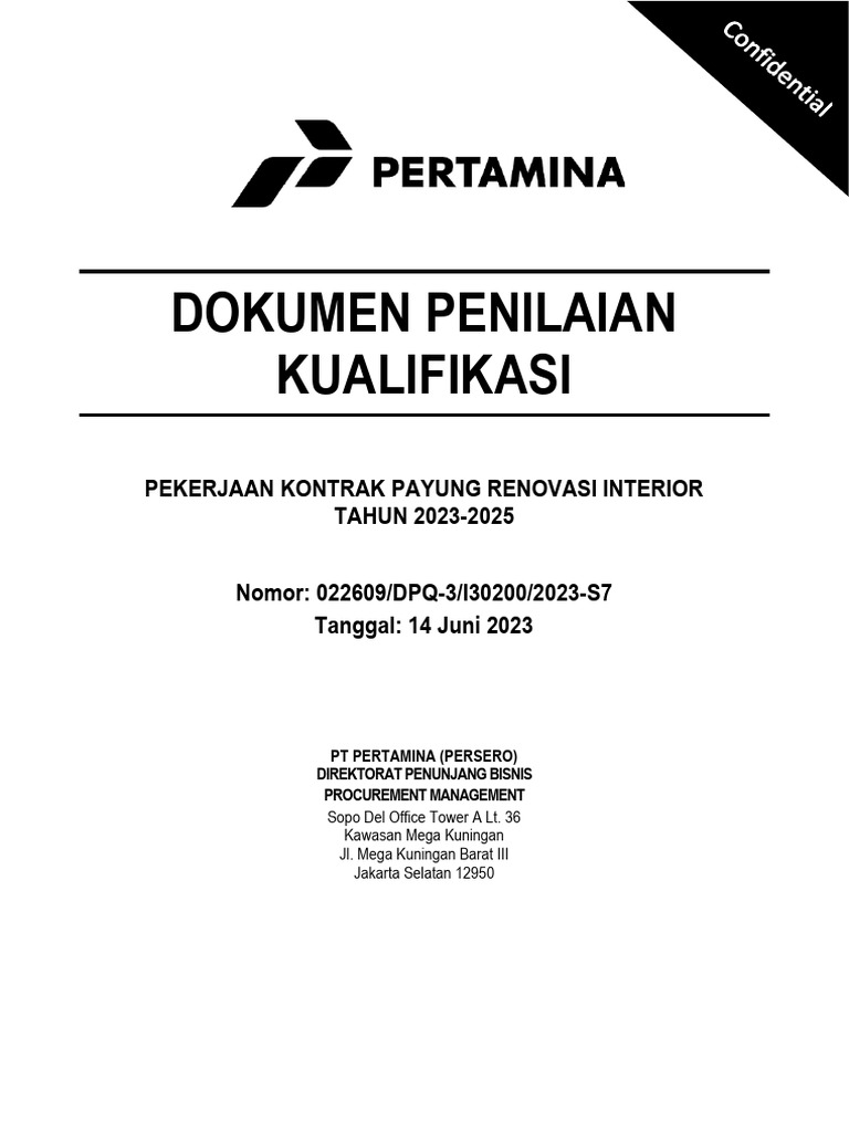 DPQ Pekerjaan Kontrak Payung Renovasi Interior 2023 2025 | PDF