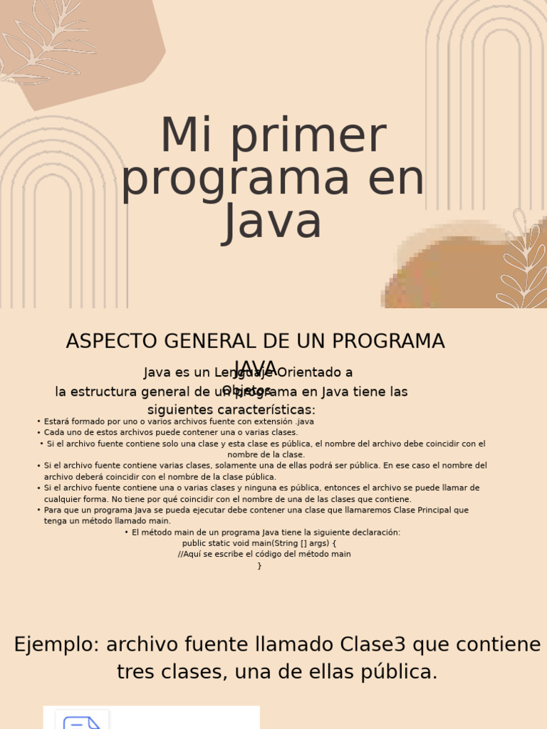 Mi Primer Programa en Java. | PDF | Java (lenguaje de programación) | Programa de computadora