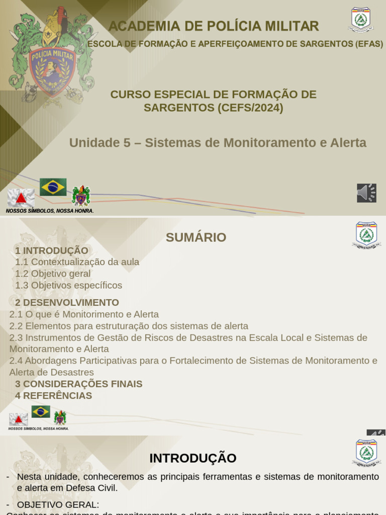Unidade 5 - Sistemas de Monitoramento e Alerta CEFS - Aúdio - I | PDF