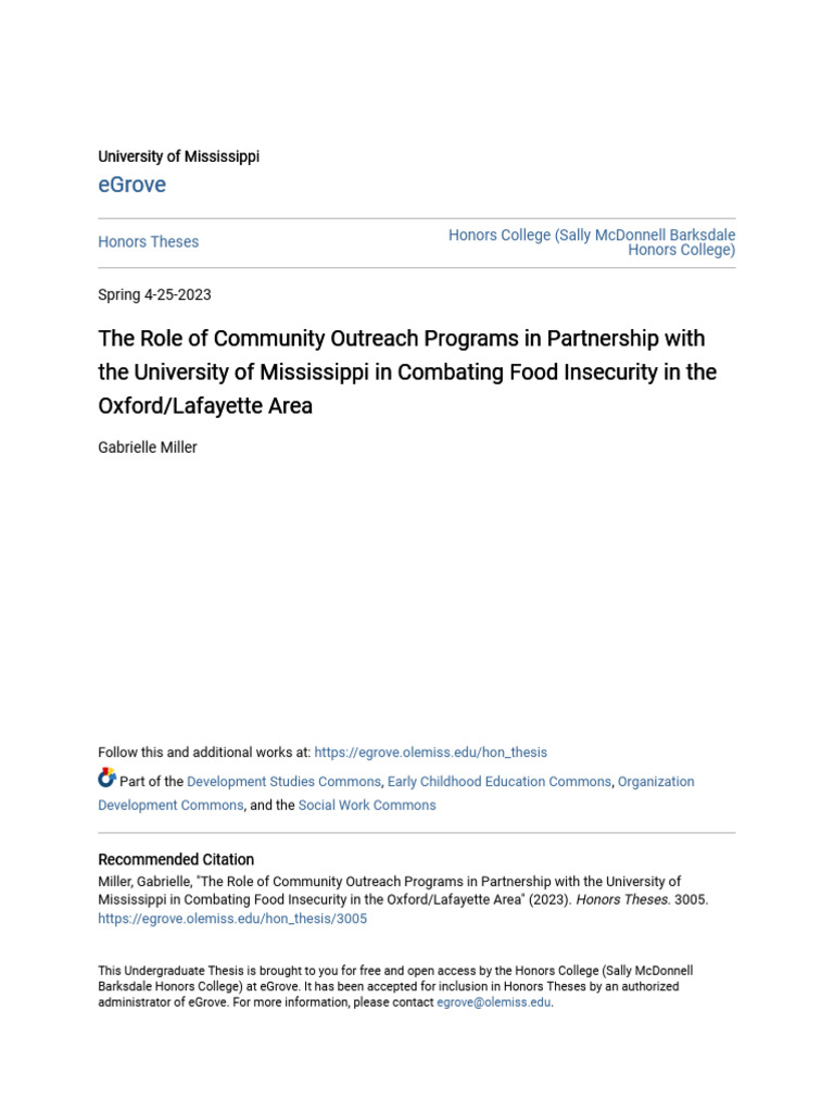 The Role of Community Outreach Programs in Partnership With The U | PDF
